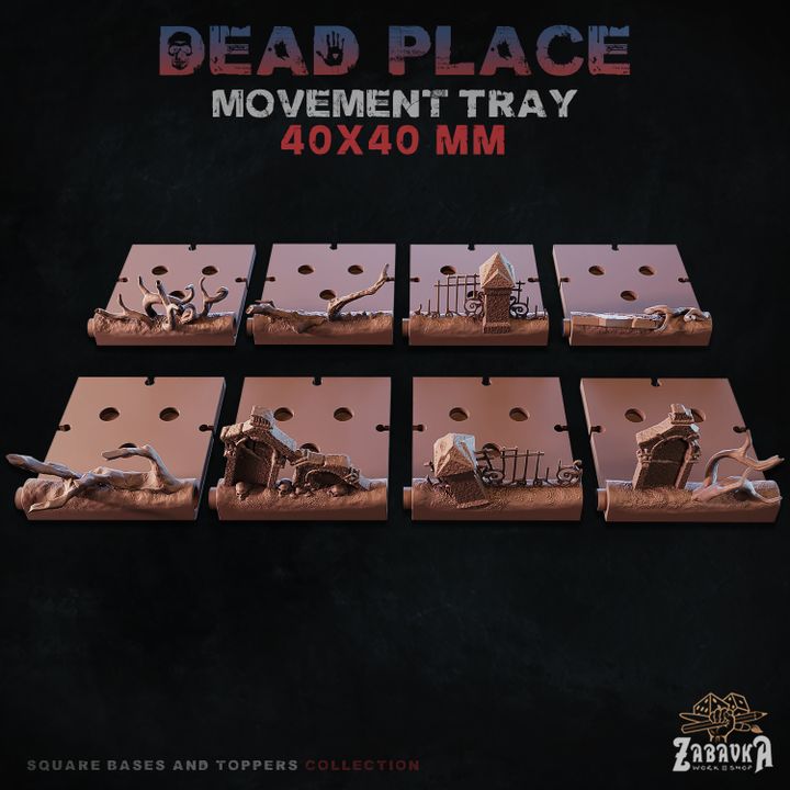 3D Printable Dead Place - Modular Movement Tray (40x40) by Zabavka Workshop